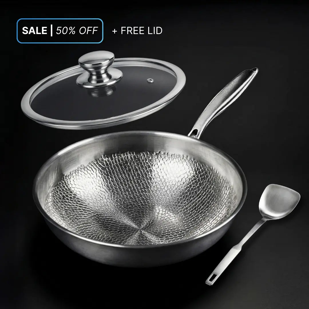 Pure Titanium Hammered Wok Pan – Titan's Kitchen